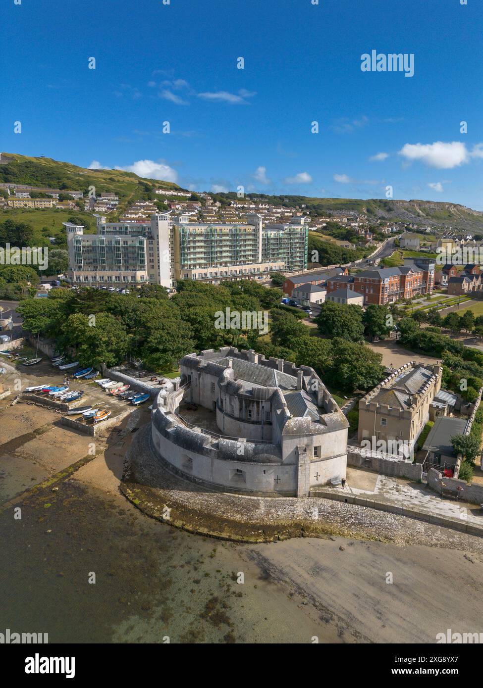 Castletown, Portland, Dorset, UK. 7th July 2024. UK Weather: Aerial ...