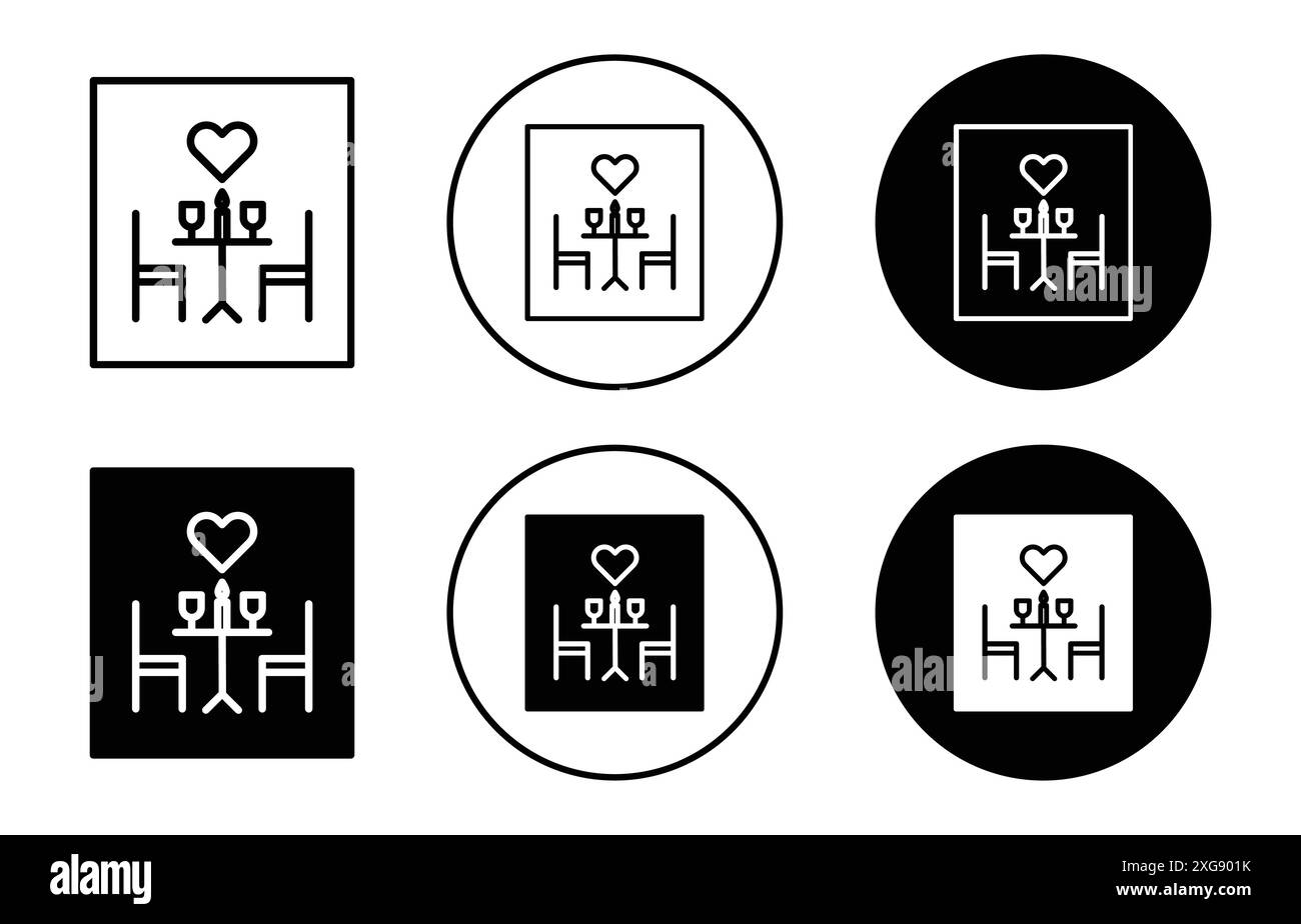 Romantic dinner icon vector logo set collection for web app ui Stock ...
