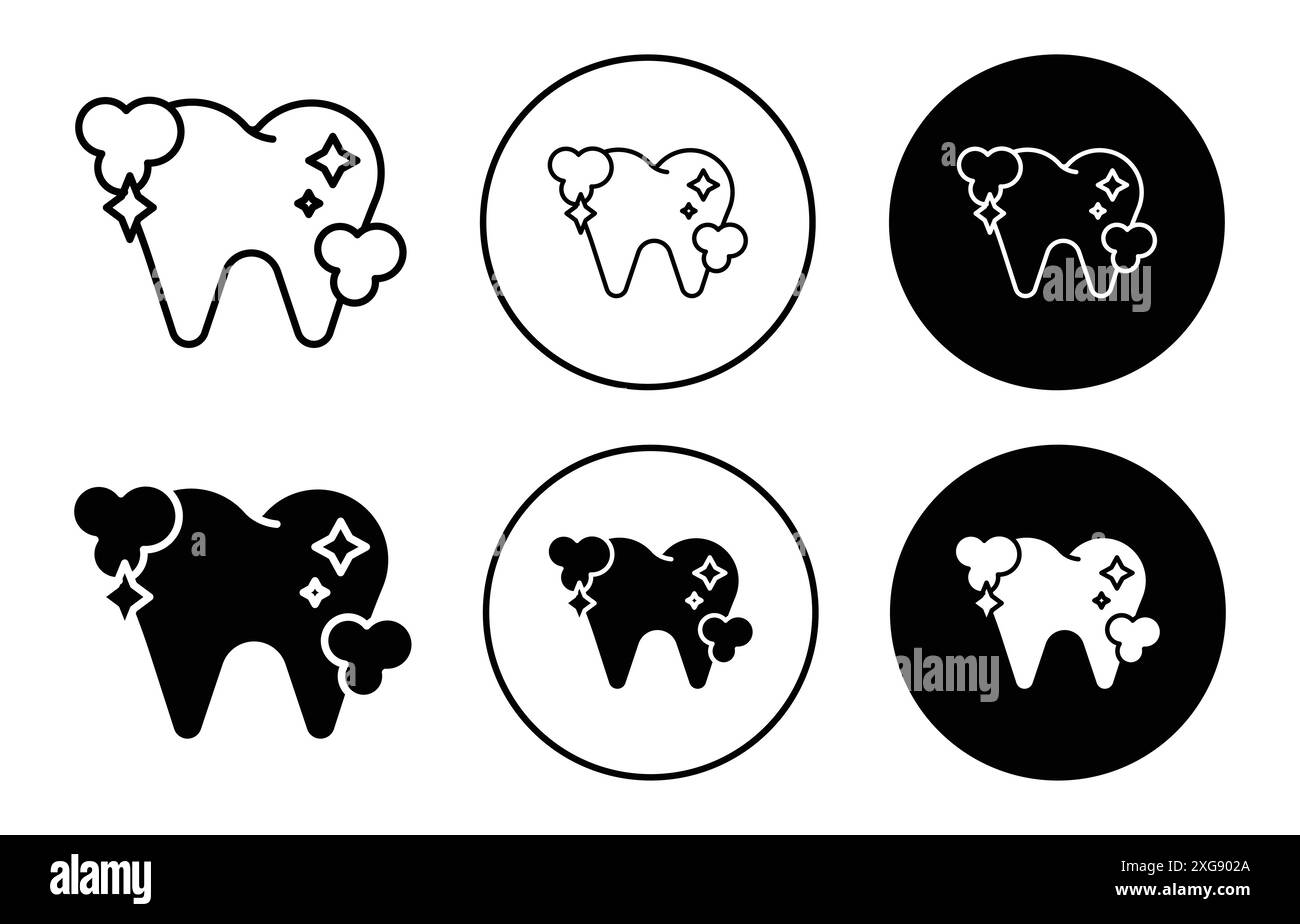 Tooth cleaning icon vector logo set collection for web app ui Stock ...