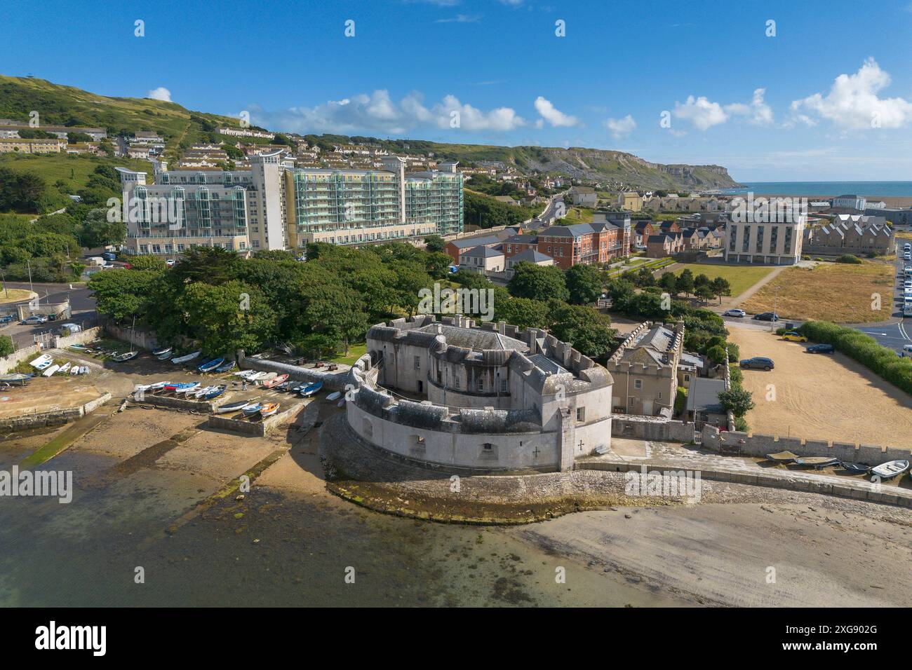 Castletown, Portland, Dorset, UK. 7th July 2024. UK Weather: Aerial ...