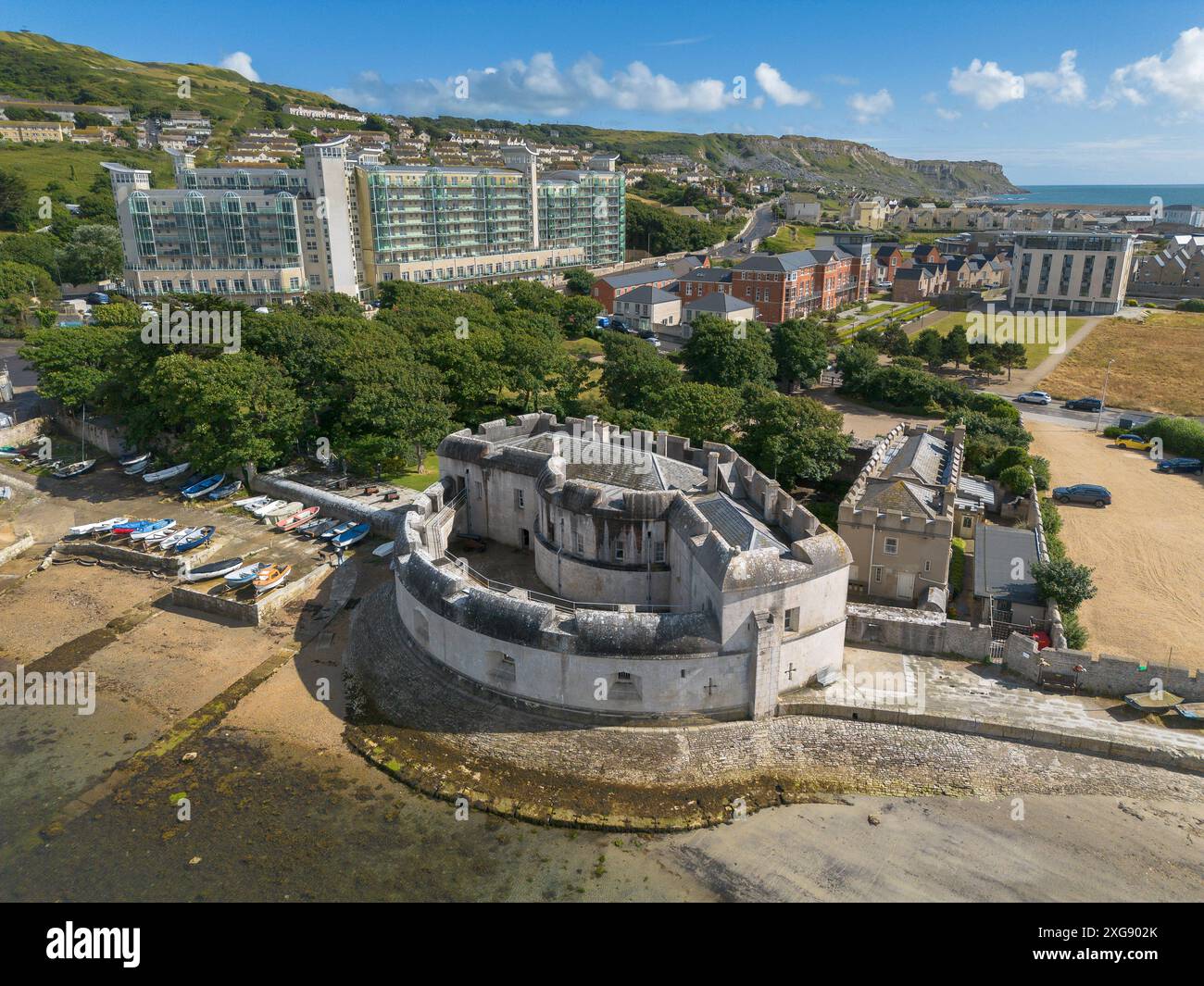 Castletown, Portland, Dorset, UK. 7th July 2024. UK Weather: Aerial ...