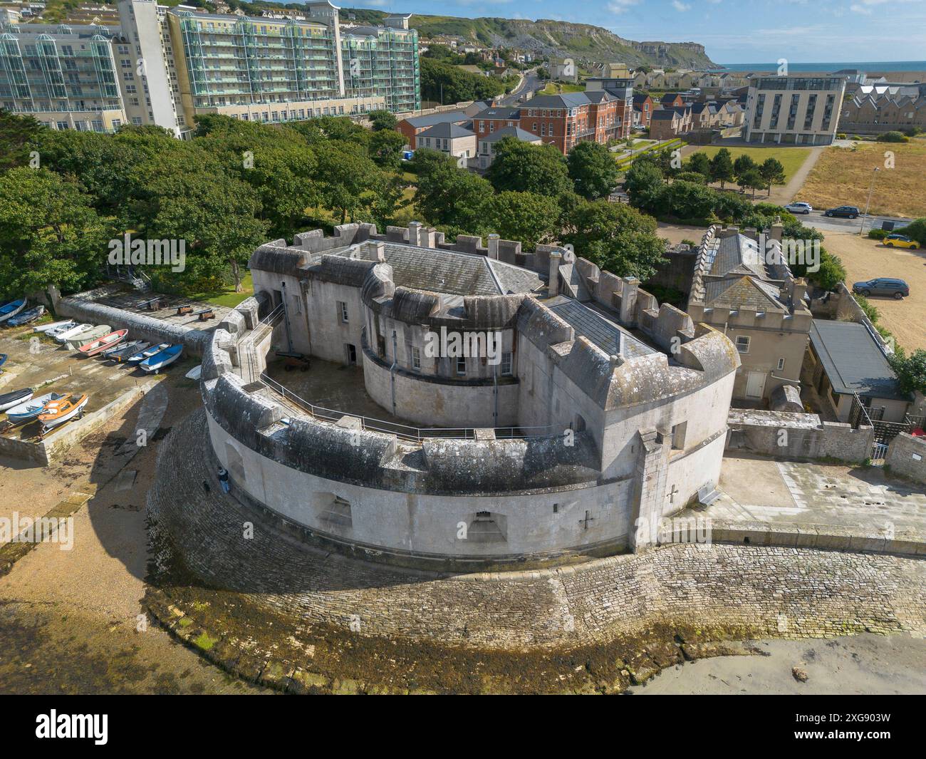 Castletown, Portland, Dorset, UK. 7th July 2024. UK Weather: Aerial ...