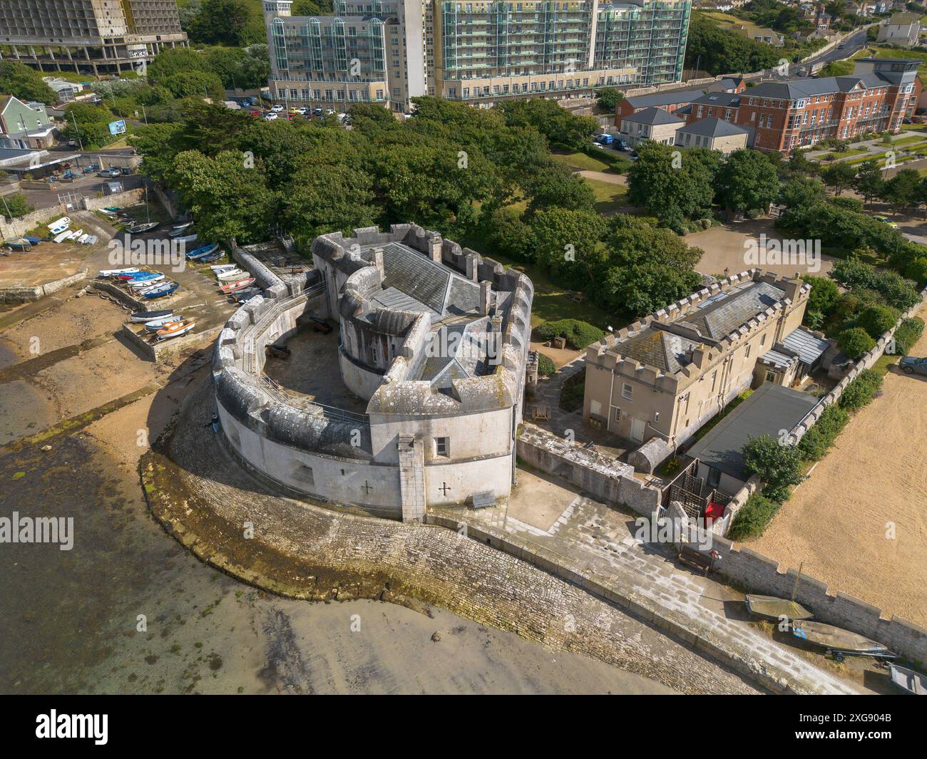 Castletown, Portland, Dorset, UK. 7th July 2024. UK Weather: Aerial ...