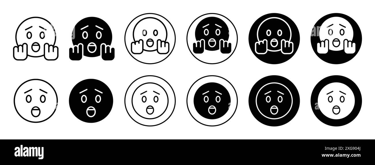 Shocked face emoji icon vector logo set collection for web app ui Stock Vector Image & Art - Alamy
