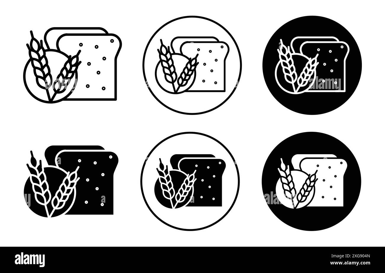 Slice of a wheat bread icon vector logo set collection for web app ui ...