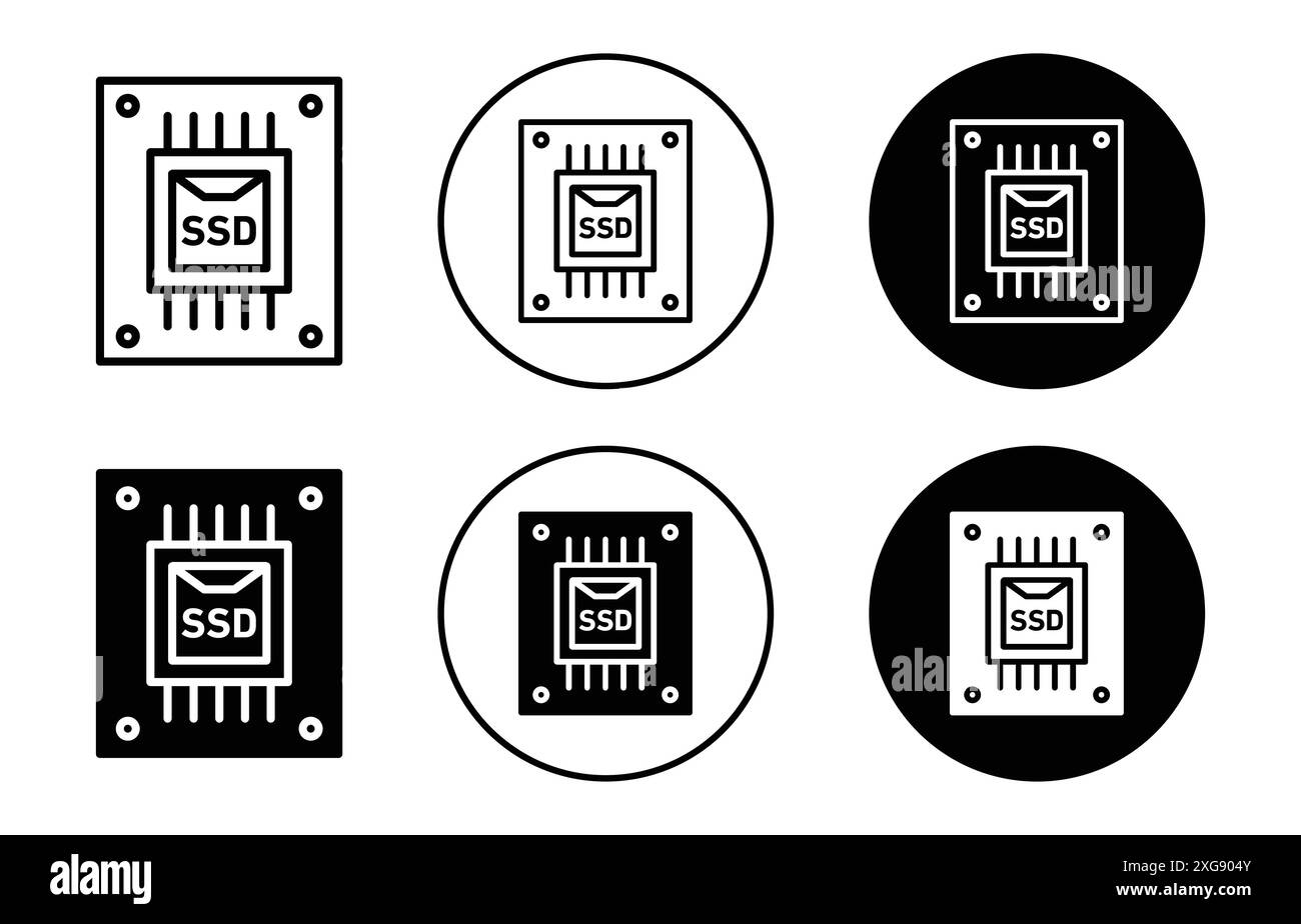 Ssd Drive Icon Vector Logo Set Collection For Web App Ui Stock Vector