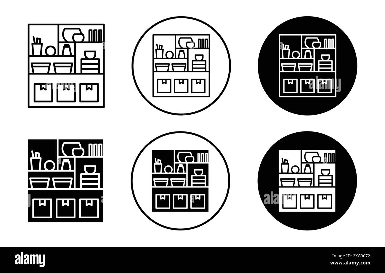 Shelves Storage Icon Vector Logo Set Collection For Web App Ui Stock
