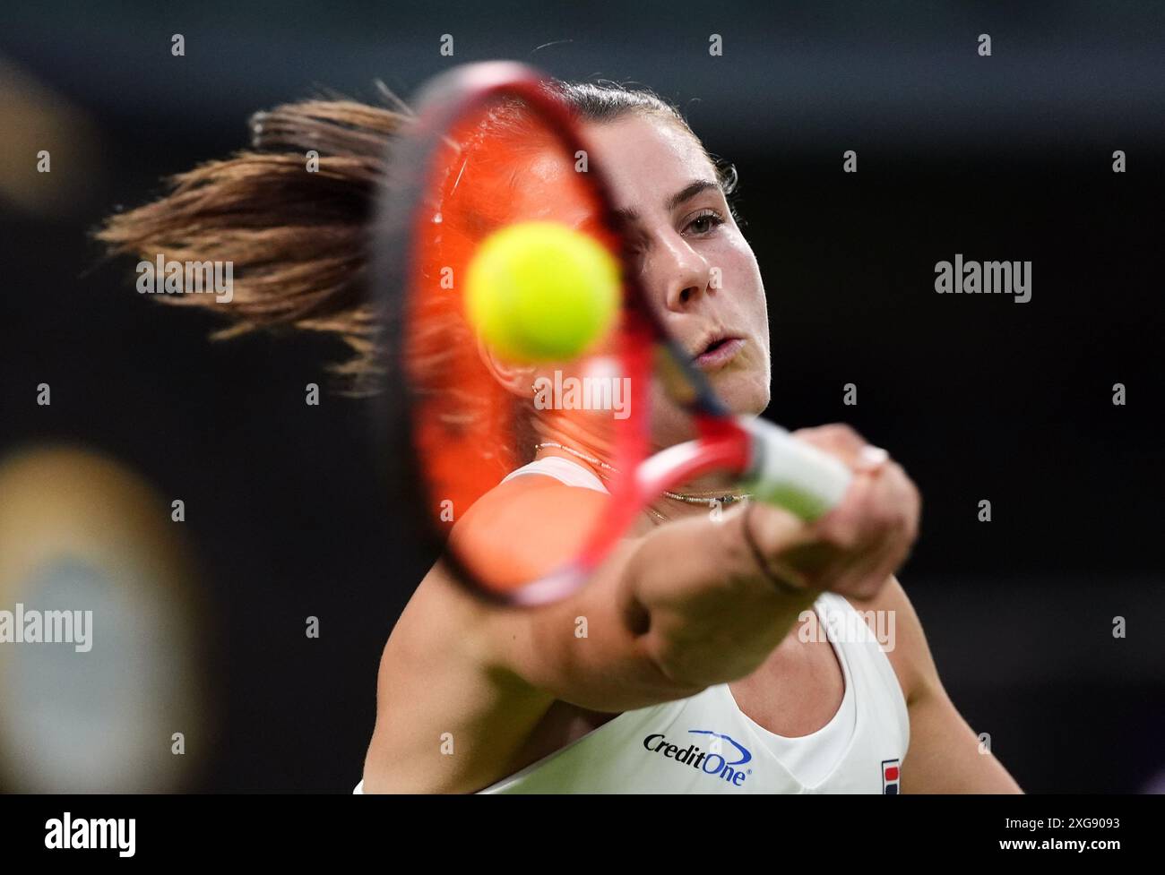 Emma Navarro in action against Coco Gauff on day seven of the 2024 ...