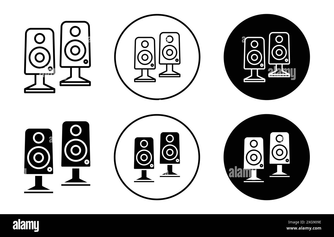 Two Stereo Speakers icon vector logo set collection for web app ui ...