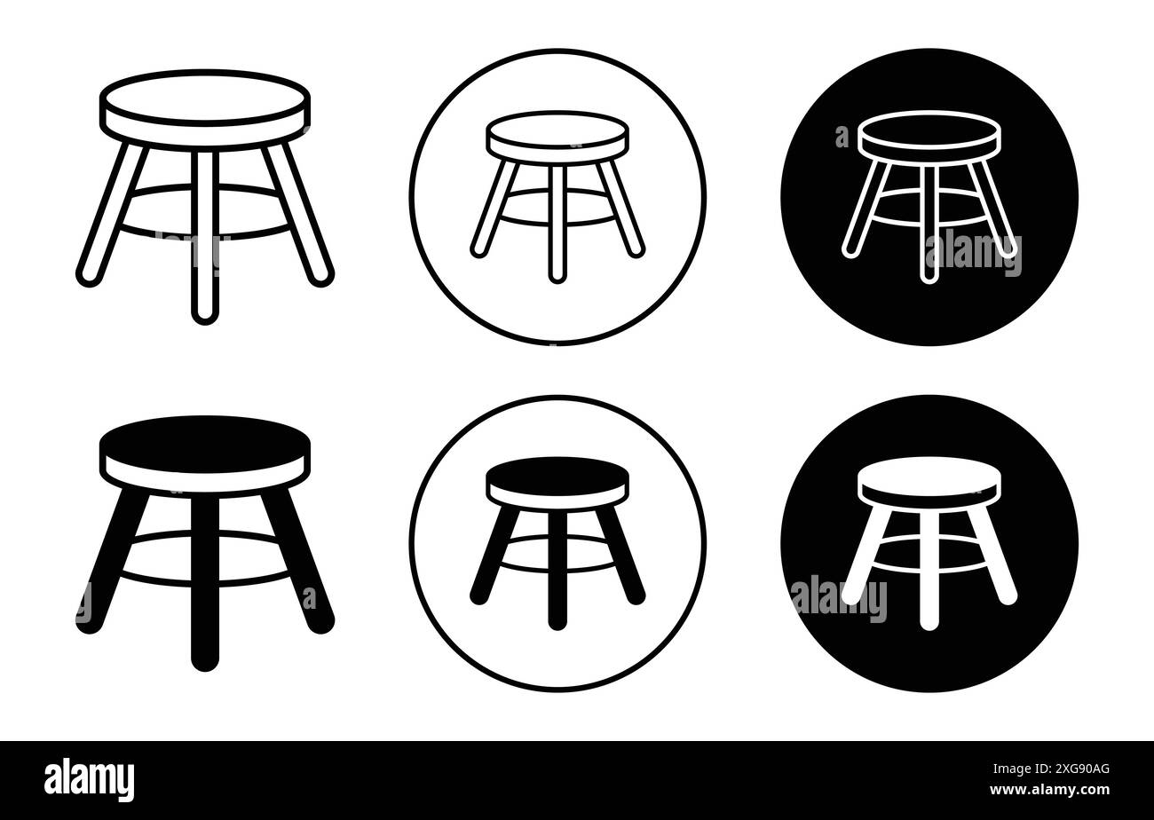 Stool icon vector logo set collection for web app ui Stock Vector Image ...