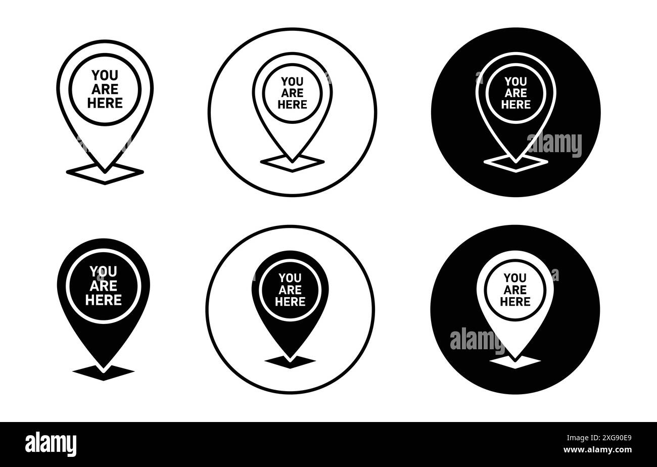 You are Here Pointer Icon vector logo set collection for web app ui Stock Vector Image & Art - Alamy