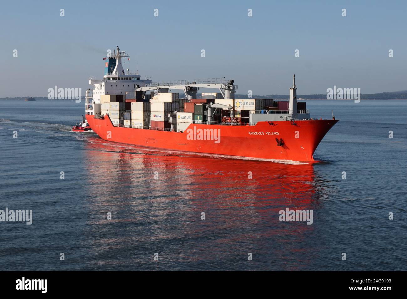 The refrigerated cargo vessel MV CHARLES ISLAND approaching the harbour ...