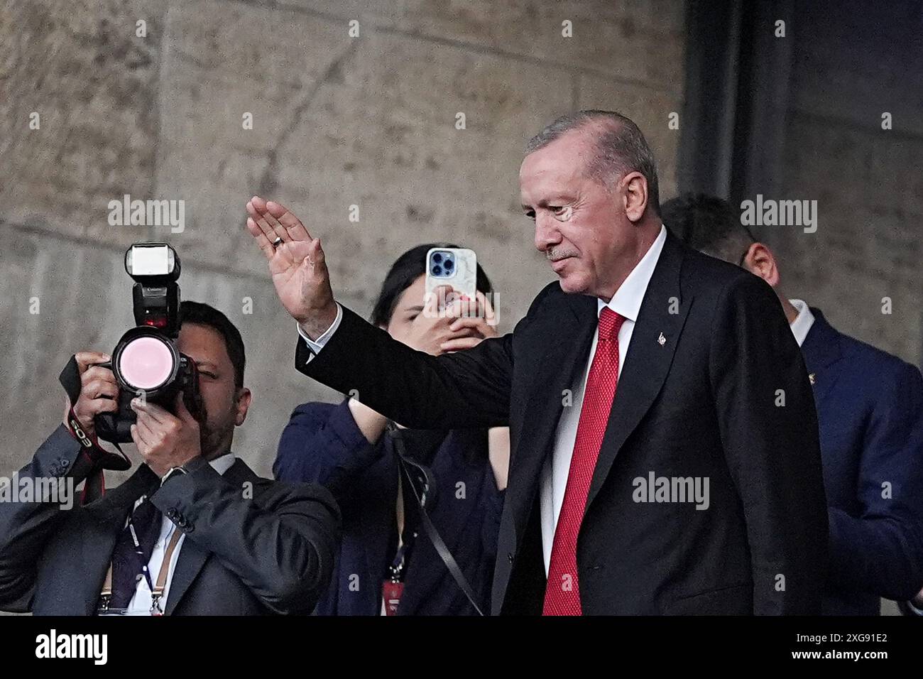 Berlin, Germany. 06th July, 2024. Recep Tayyip Erdogan of Turkiye seen ...