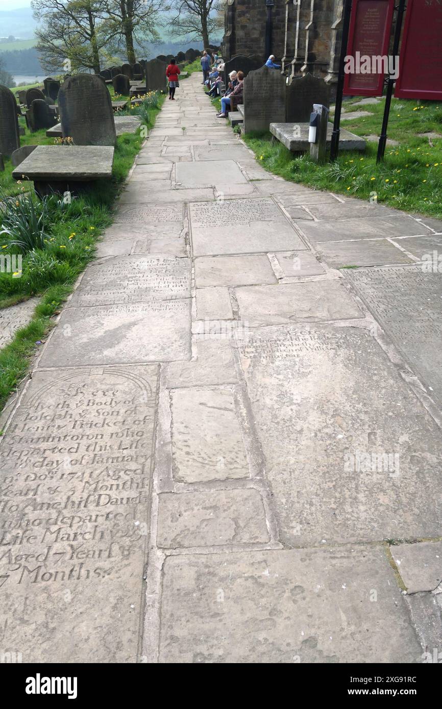 Old memorial stones in St Nicholas churchyard High Bradfield Sheffield ...