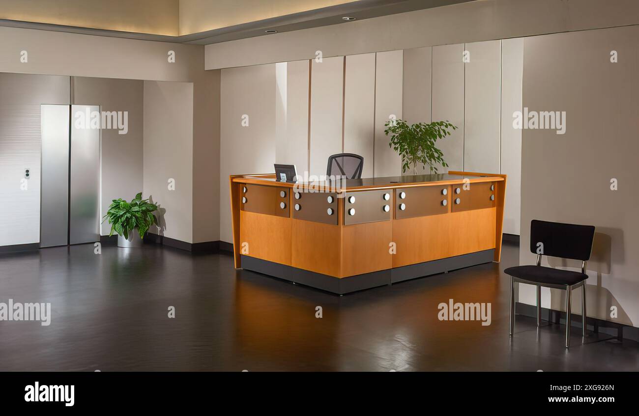 Architectural interiors, reception desk business entrance lobby Stock ...