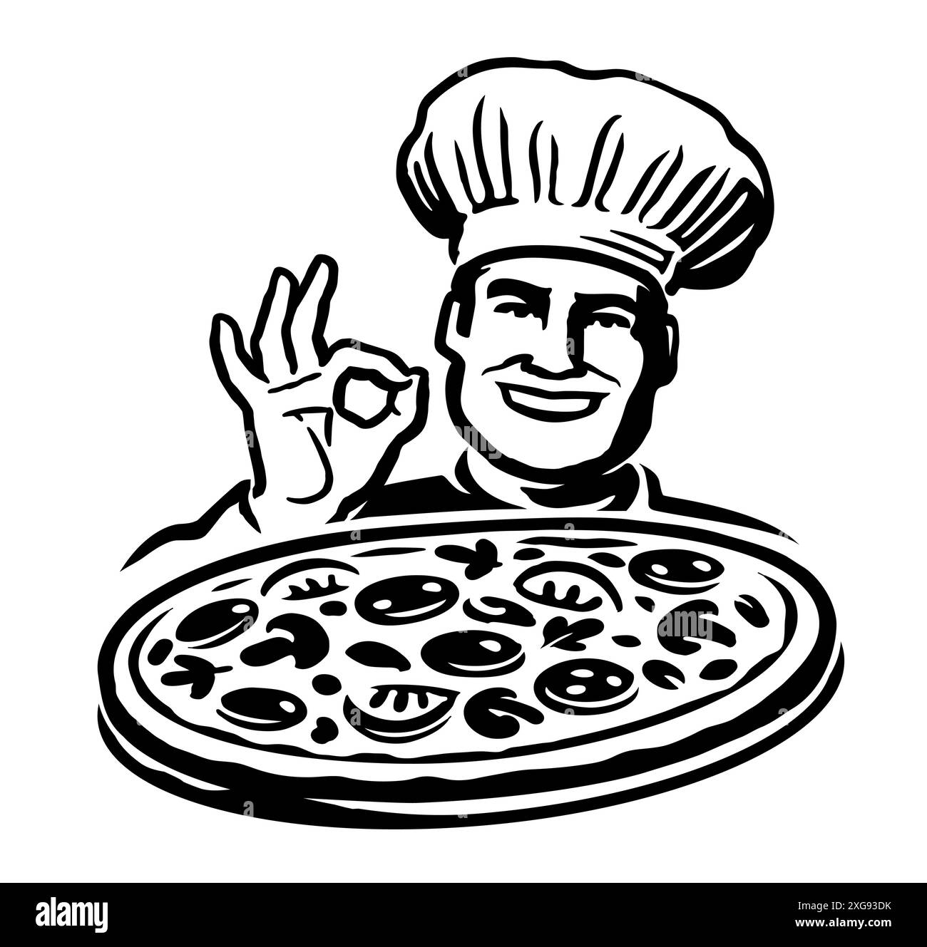 cook ok gesture, gourmet food taste. Comic cartoon pop art retro vector ...