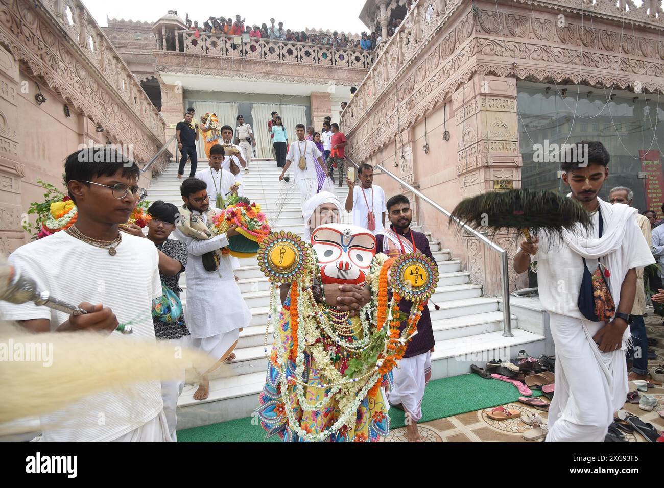 PATNA, INDIA - JULY 7: Devotees carrying idols of lord Jagannath during ...