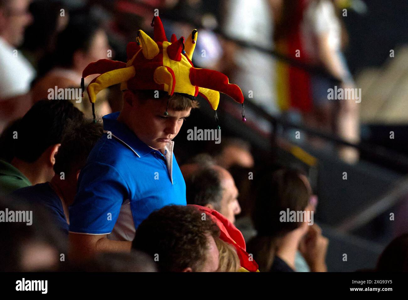 Spanish fans seen in action during the game between Spain and Bahamas ...