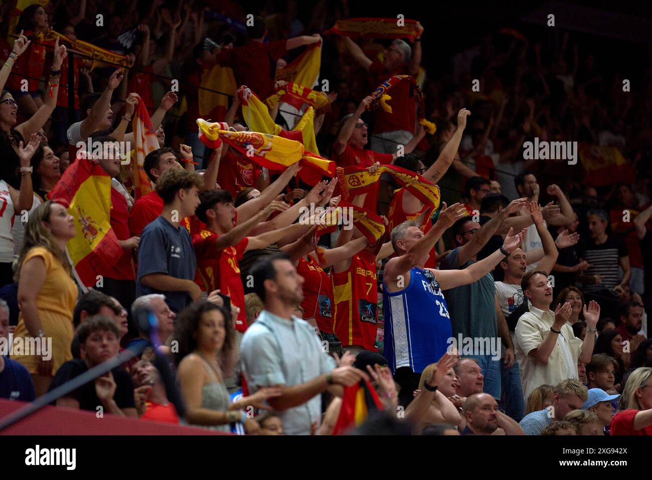 Spain fans seen in action during the game between Spain and Bahamas in ...