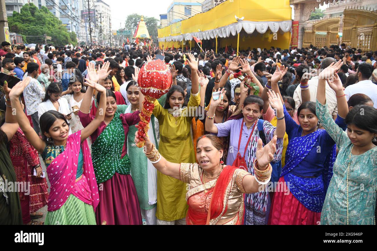 PATNA, INDIA - JULY 7: Devotees chant devotional songs during annual ...