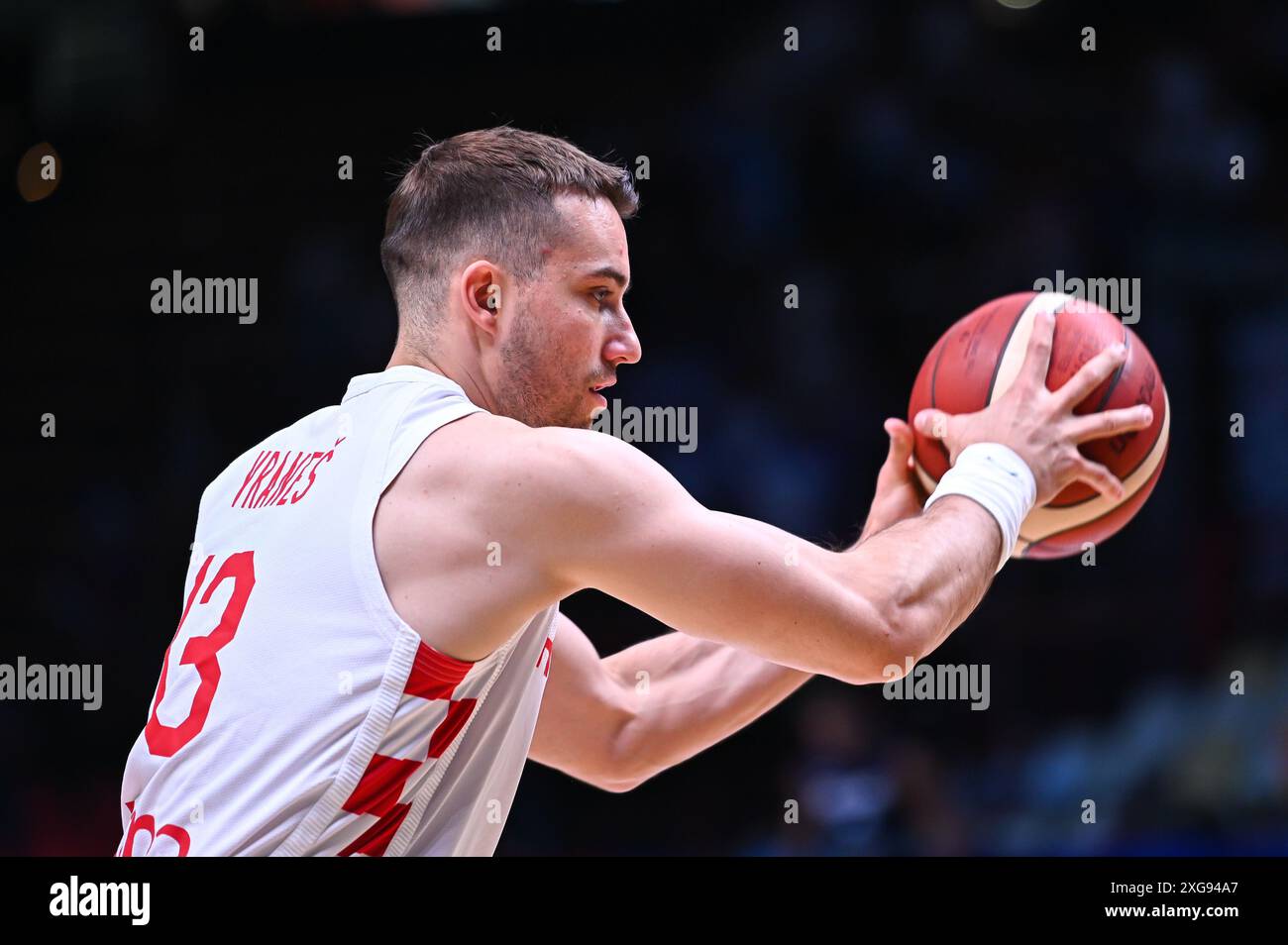 13 Ivan Vranes of Croatia is playnig during the FIBA Olympic Qualifying ...