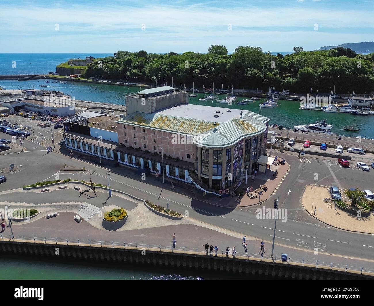Aerial view of Weymouth Pavilion at the seaside resort of Weymouth in ...