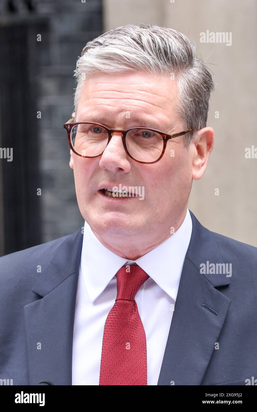 Incoming Prime Minister Sir Keir Starmer delivers a speech on Downing ...