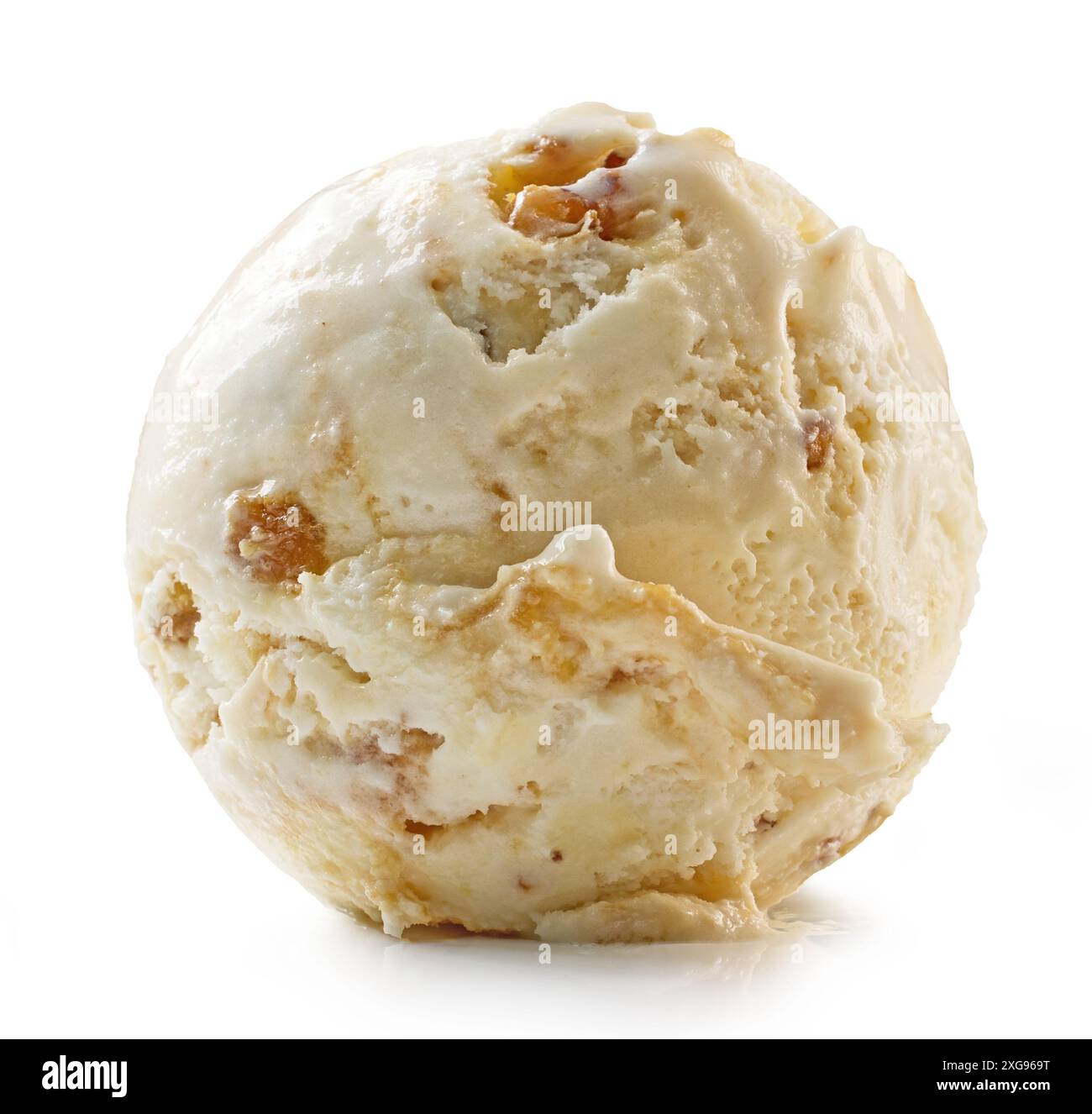 maple syrup and walnut ice cream scoop isolated on white background ...