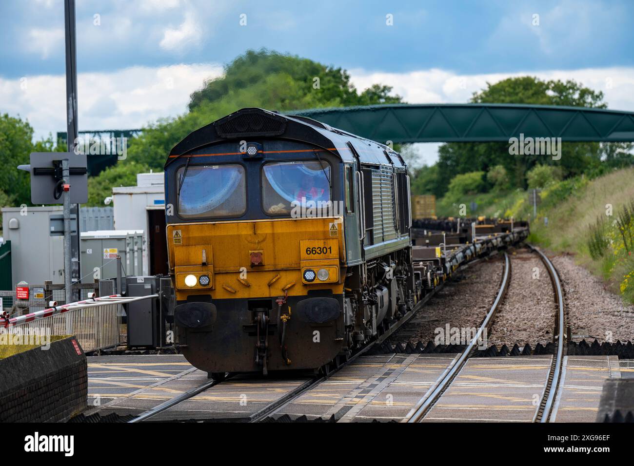 Freight train passing through Westerfield on route to the Port of ...