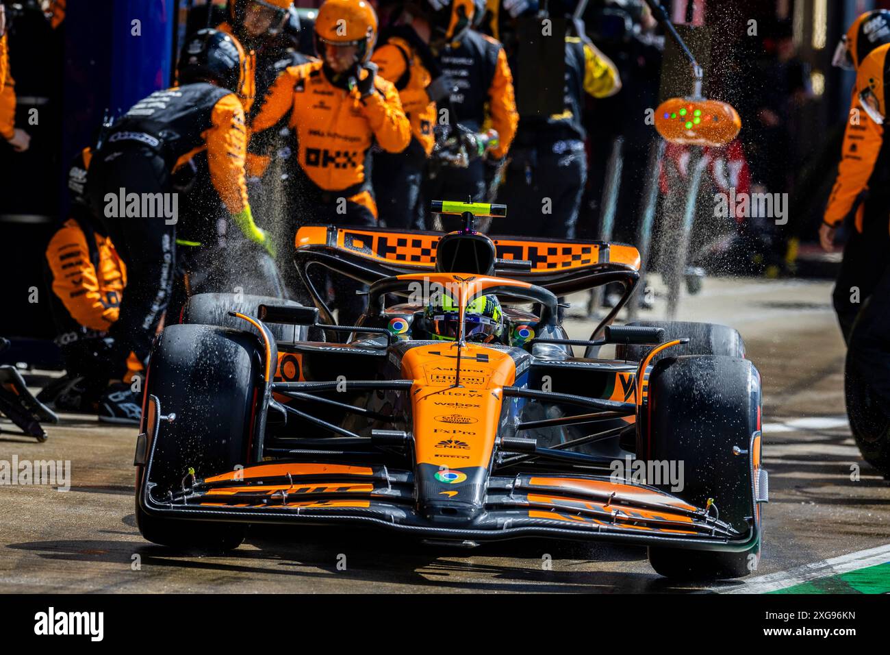 Silverstone, UK. 07th July, 2024. Lando Norris (GBR) - McLaren Formula 1 Team - McLaren MCL38 ...