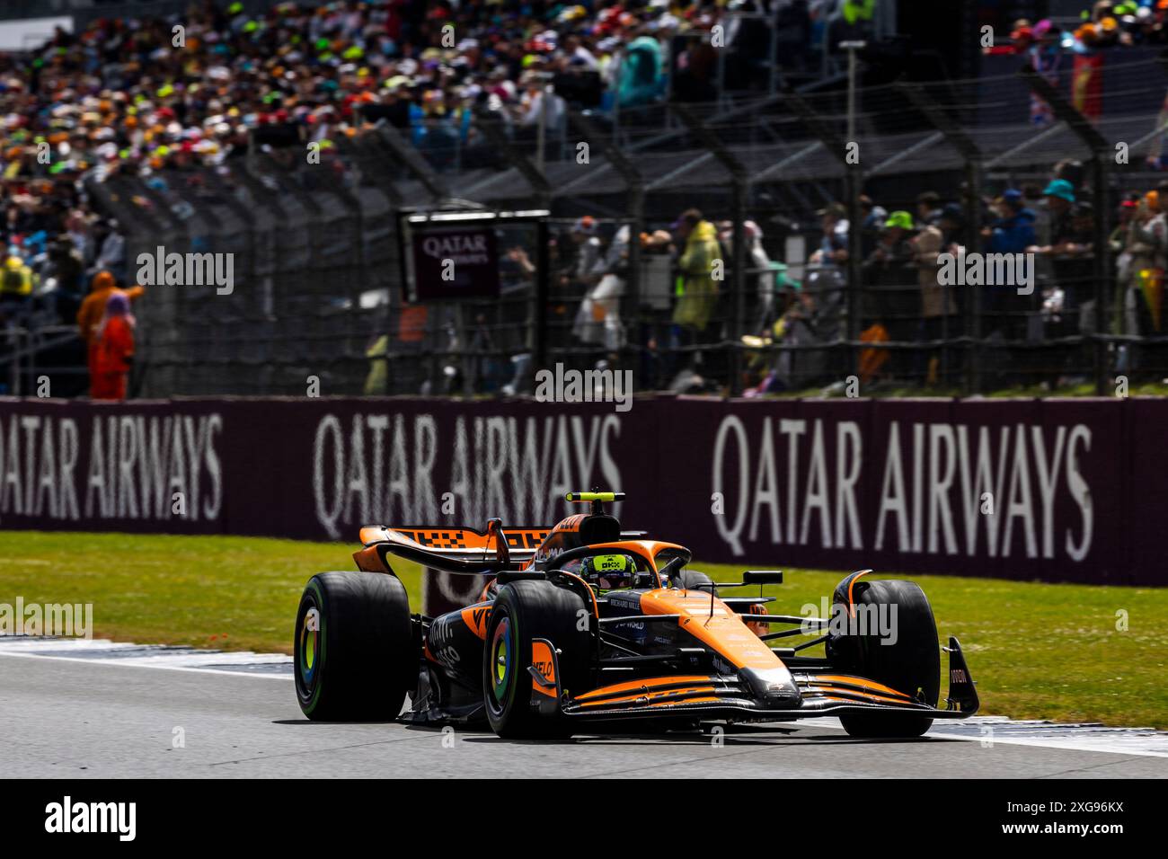 Silverstone, UK. 07th July, 2024. Lando Norris (GBR) - McLaren Formula 1 Team - McLaren MCL38 ...