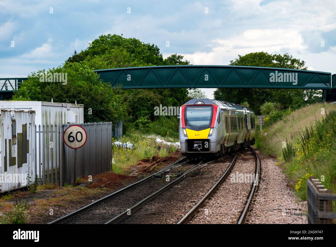 60mph speed limit East Suffolk branch line Westerfield Stock Photo - Alamy