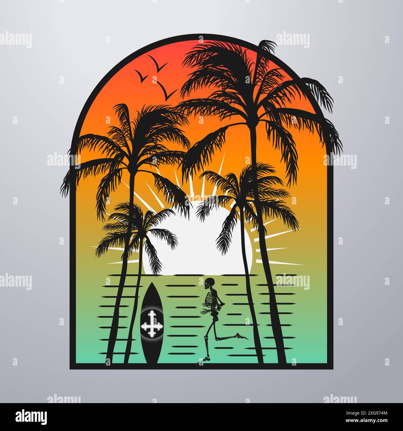 Summer Time On The Beach Poster Artwork Stock Vector Image & Art - Alamy