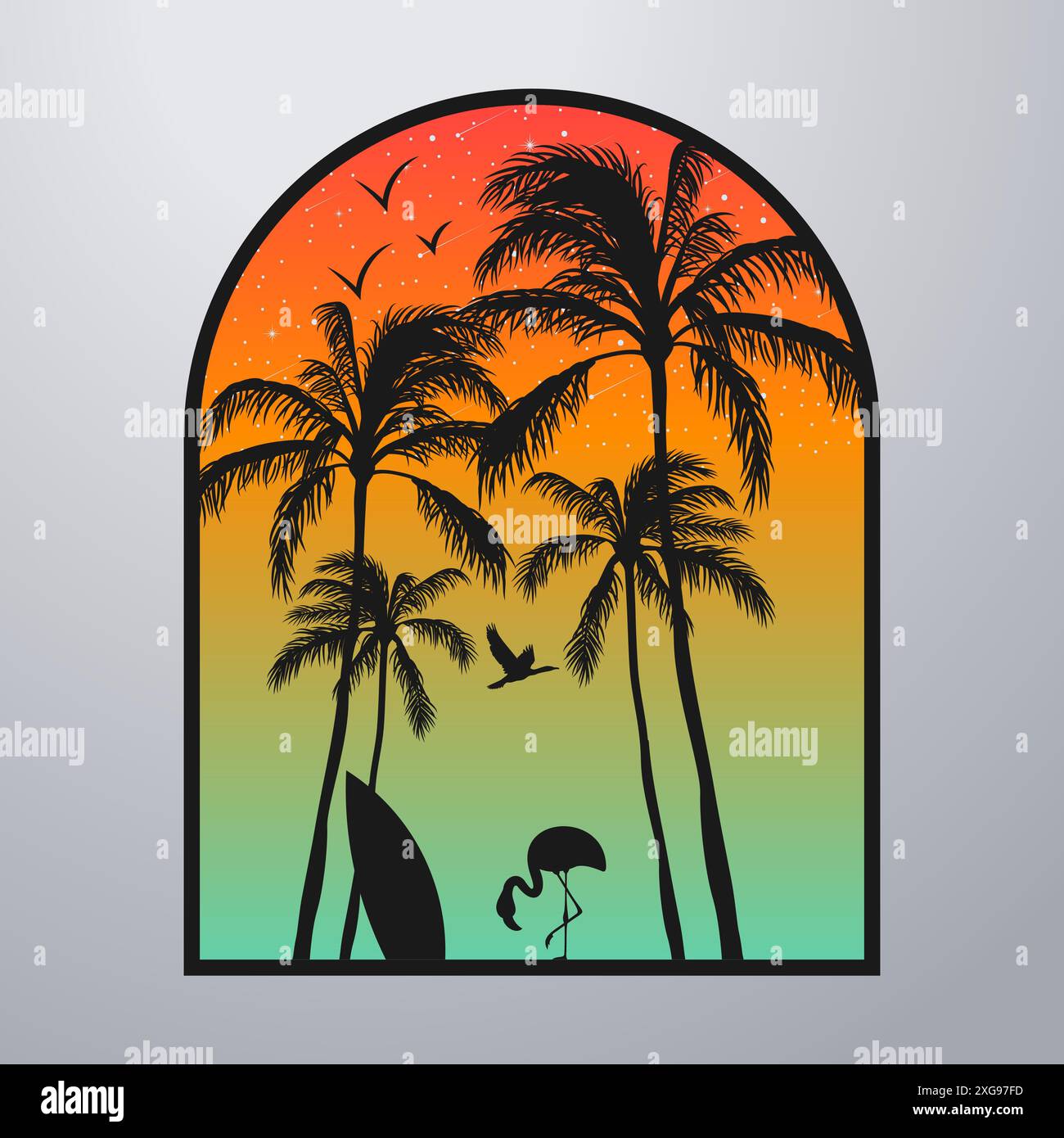 Summer Time On The Beach Poster Artwork Stock Vector Image & Art - Alamy