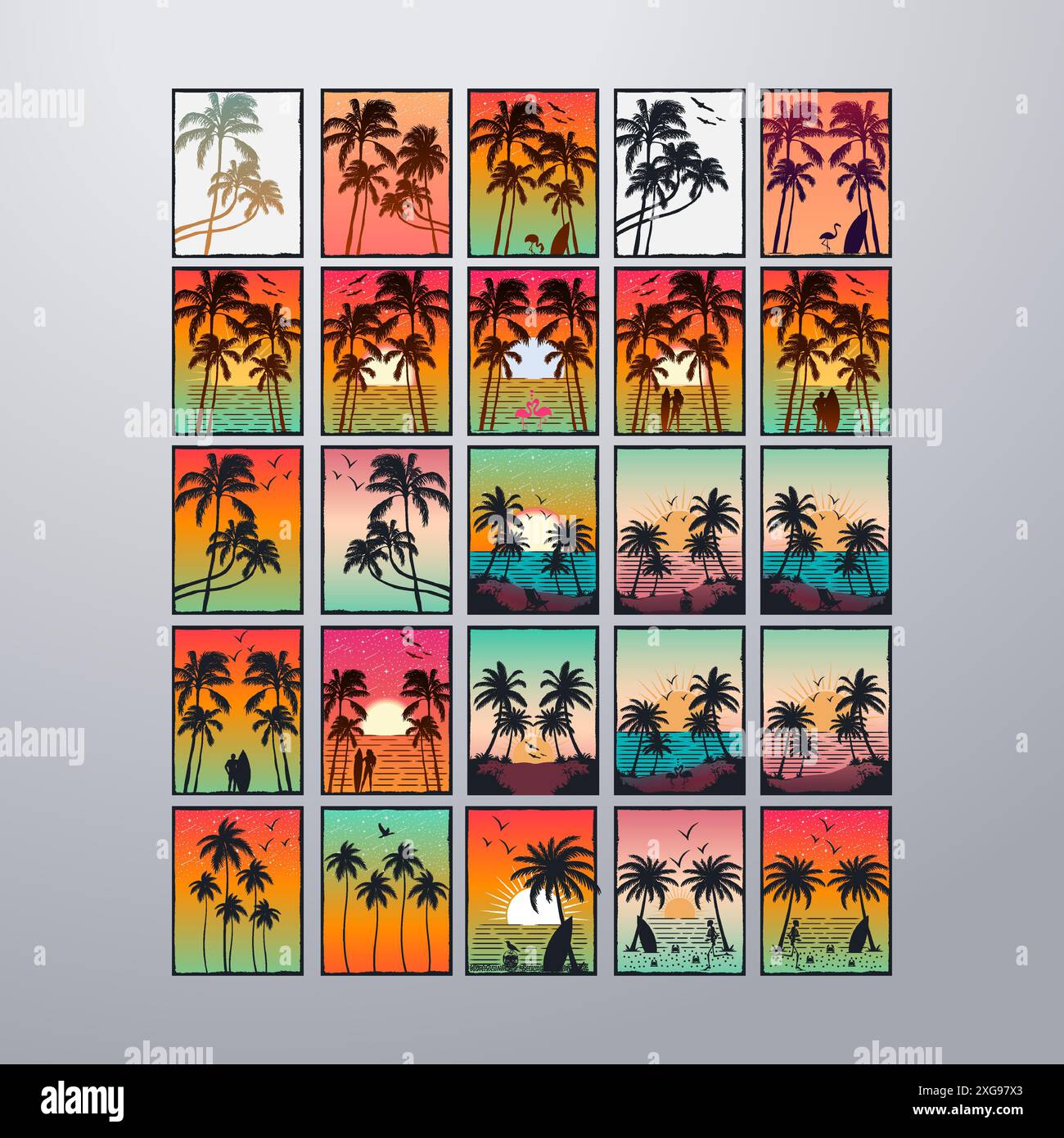 Summer Time On The Beach Poster Artwork Collection. Editable, resizable ...