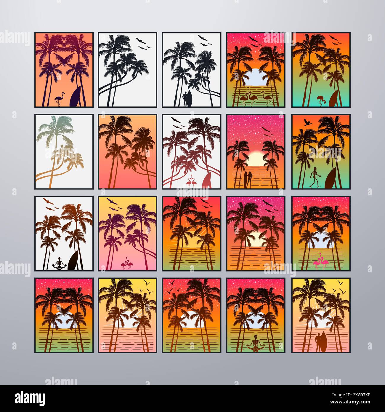 Summer Time On The Beach Poster Artwork Collection. Editable, resizable ...