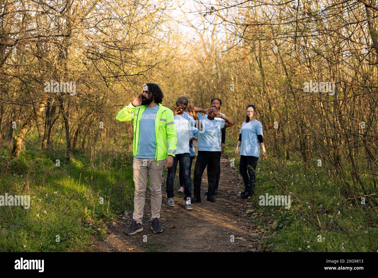 Civilian rescue squad beginning the manhunt mission in the forest ...