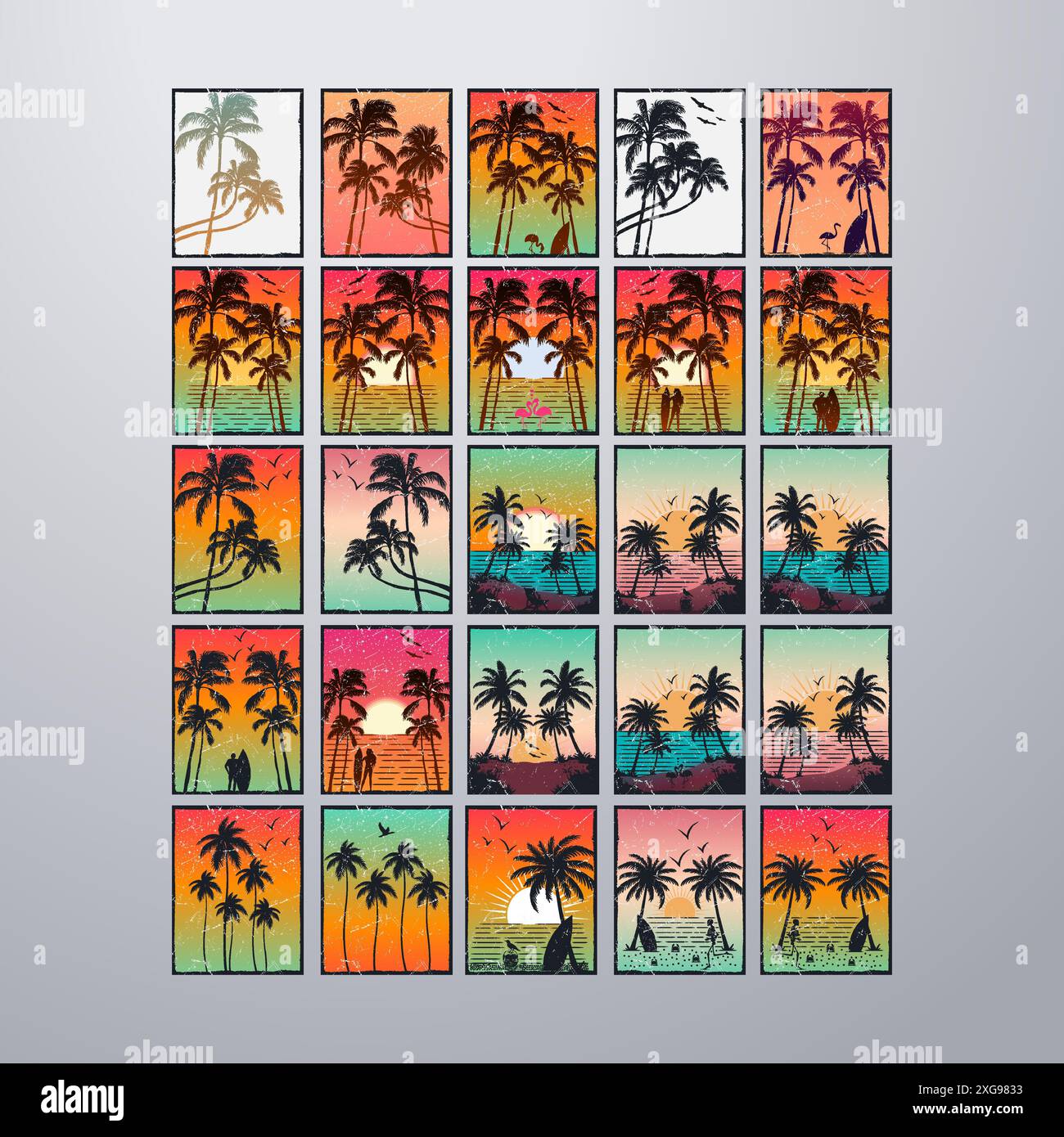 Summer Time On The Beach Poster With Grunge Textures Artwork Collection ...