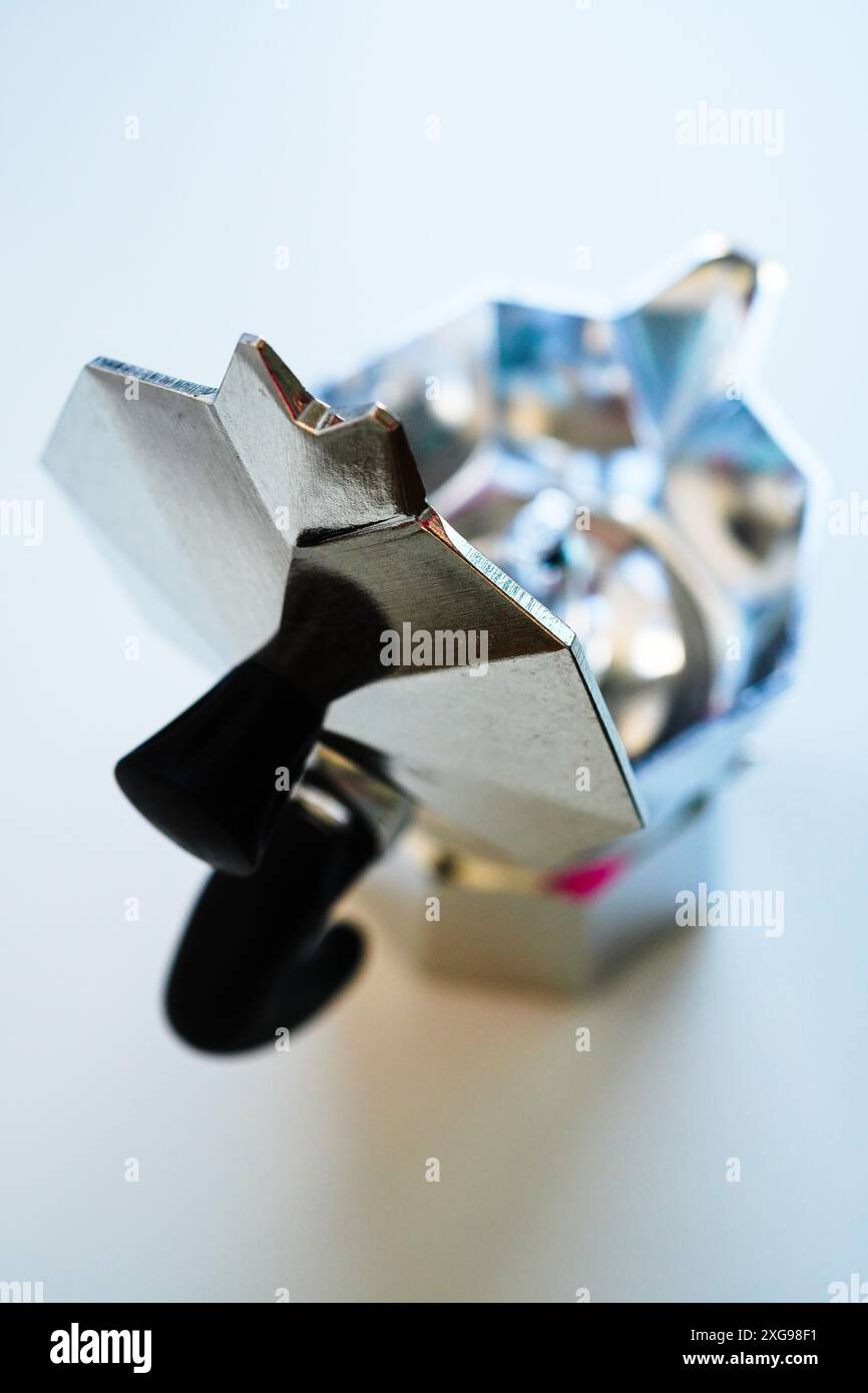 Italian mocha pot (Caffettiera or macchinetta del caffè) with white ...