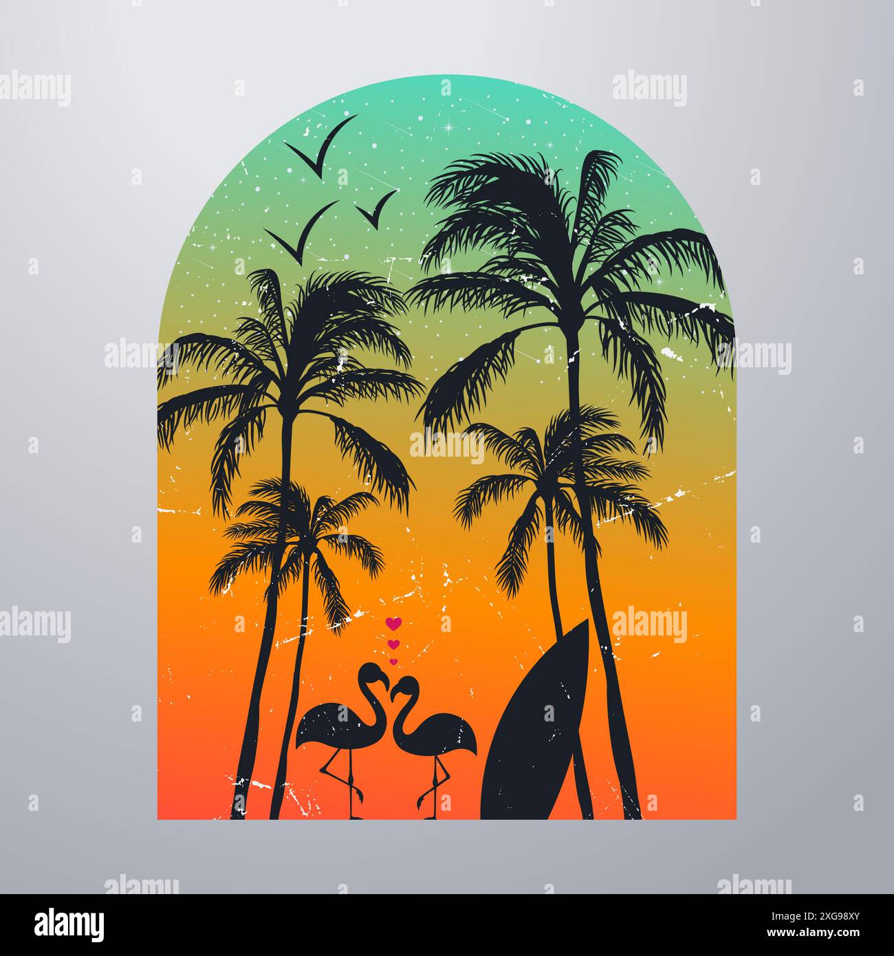 Good summer on the beach with grunge texture style. Editable, resizable ...