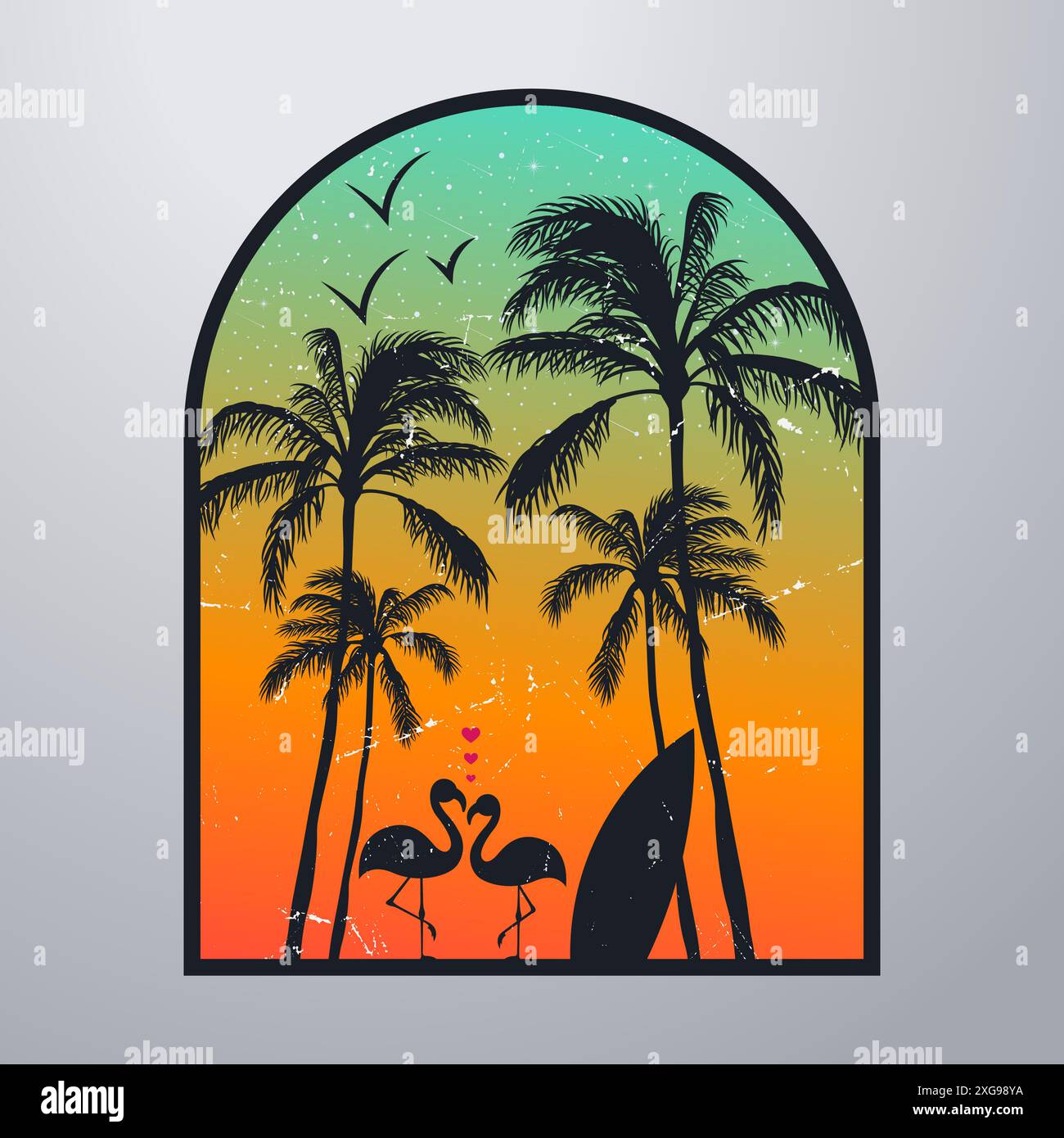Summer Time On The Beach Poster Artwork Stock Vector Image & Art - Alamy