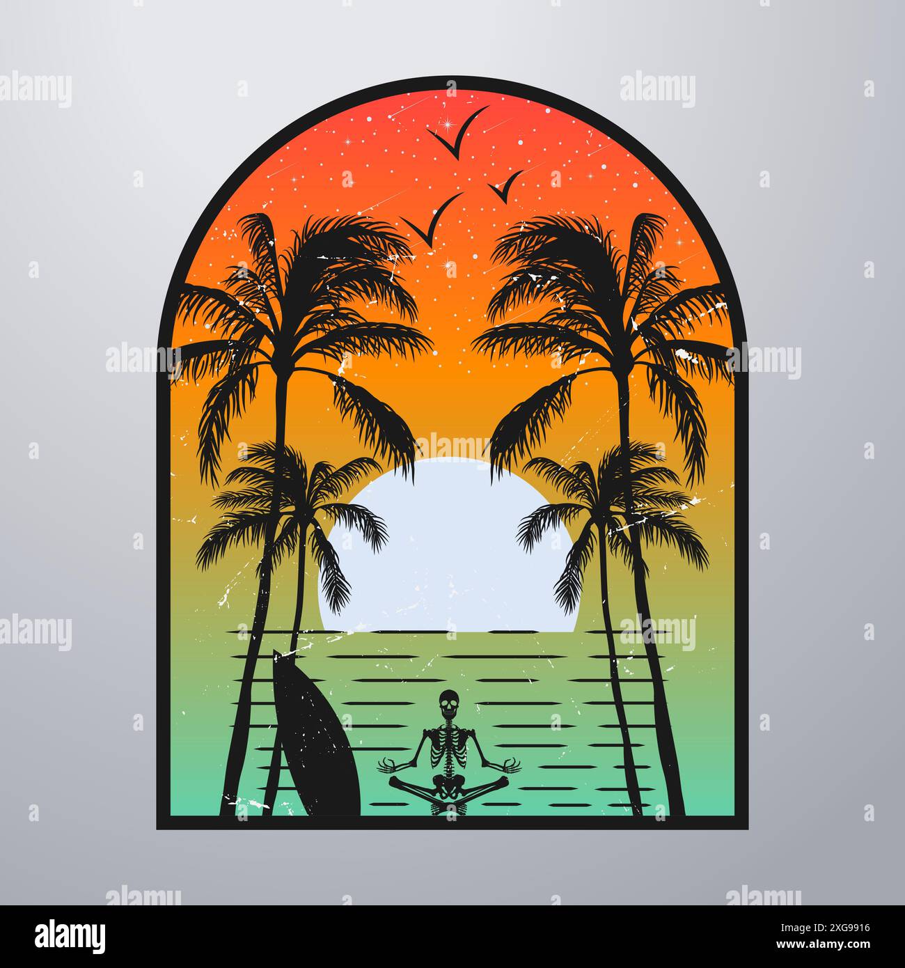 Summer Time On The Beach Poster Artwork Stock Vector Image & Art - Alamy