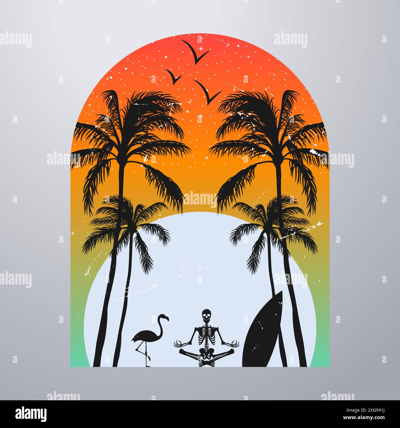Summer Time On The Beach Poster Artwork Stock Vector Image & Art - Alamy