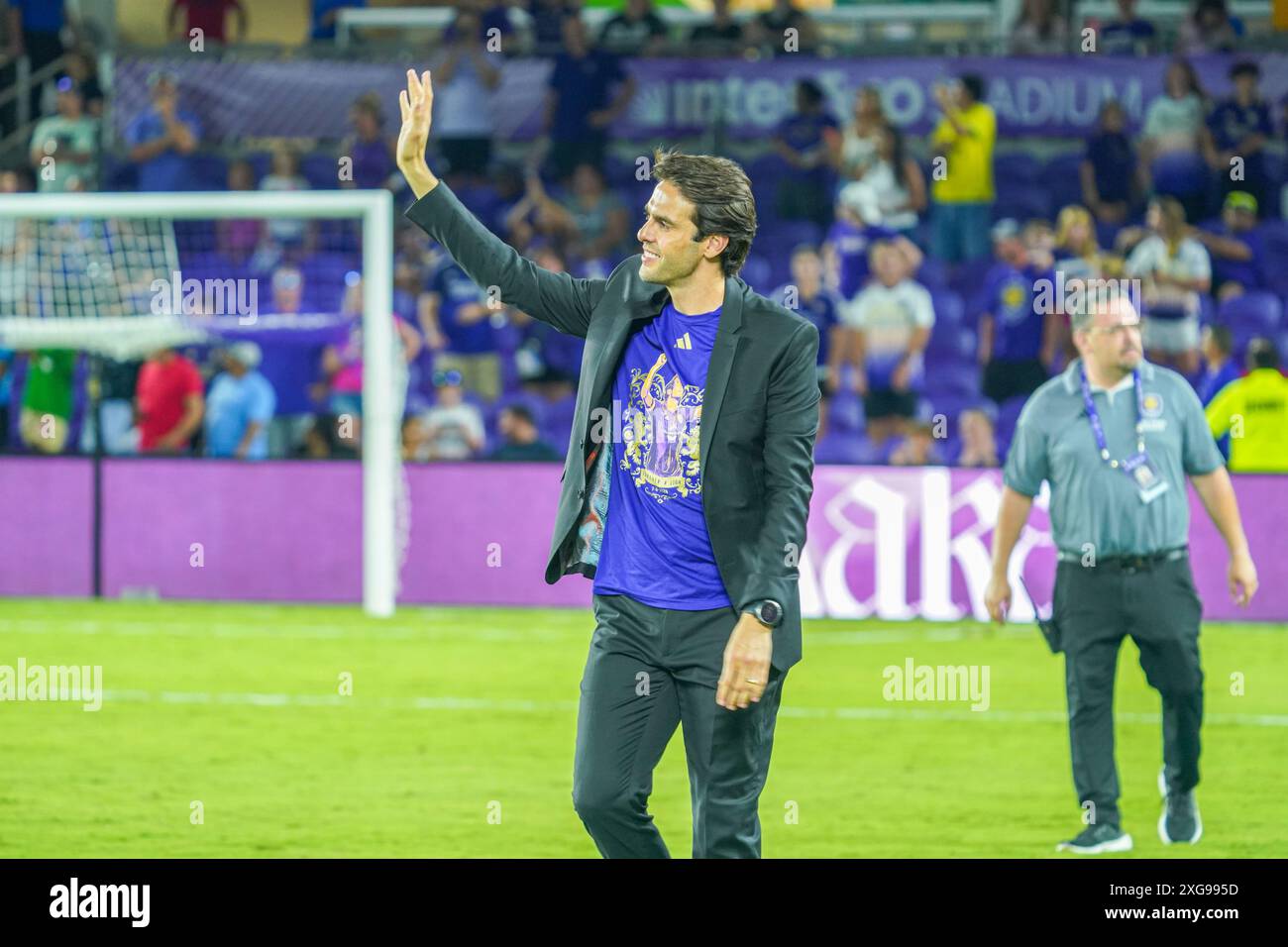 Orlando, Florida, USA, July 6, 2024, Ricardo Kaka entering the field ...