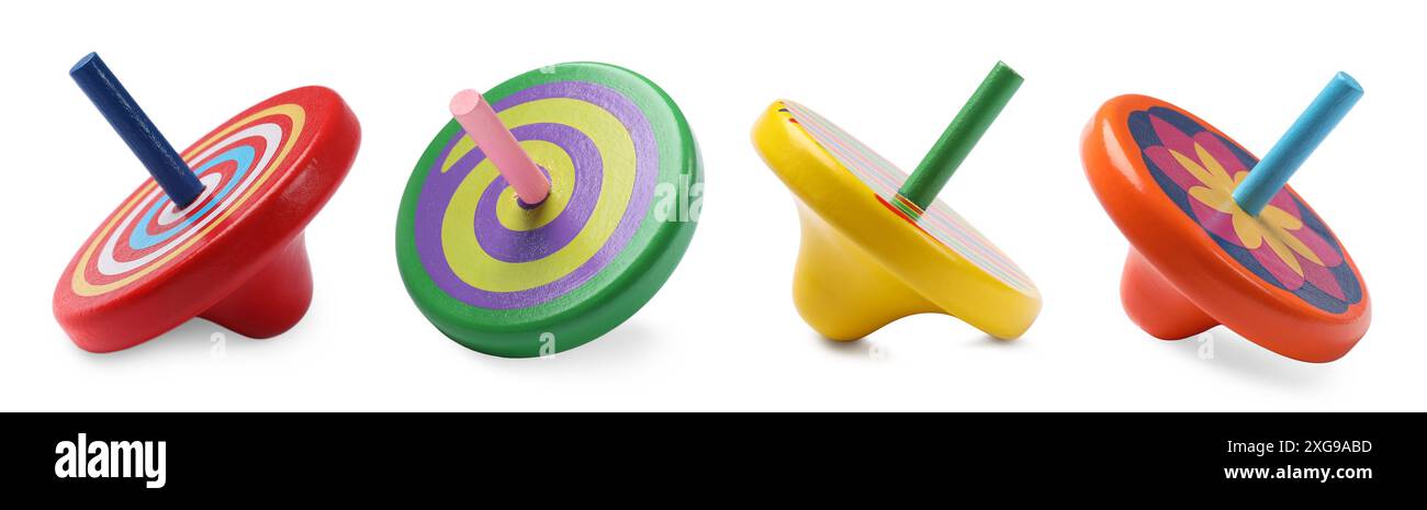 Yellow green spinning tops Cut Out Stock Images & Pictures - Alamy