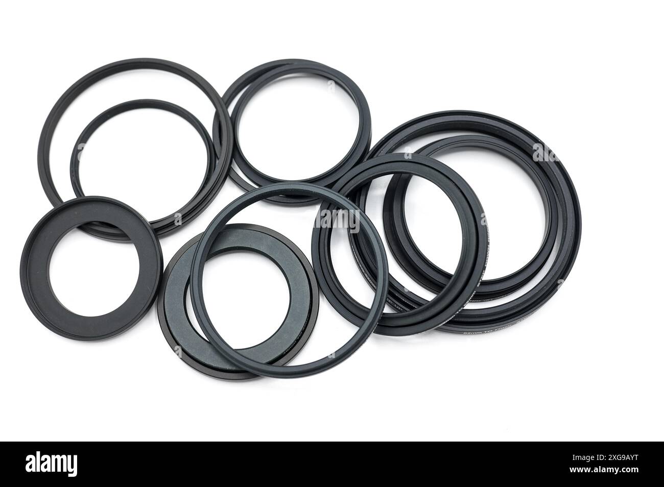 Detail of some camera lens thread adapter rings, they are step down ...