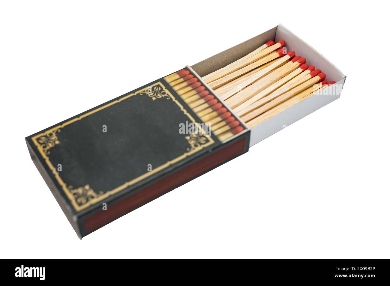 Detail of a box of classic style matches on a white background Stock ...