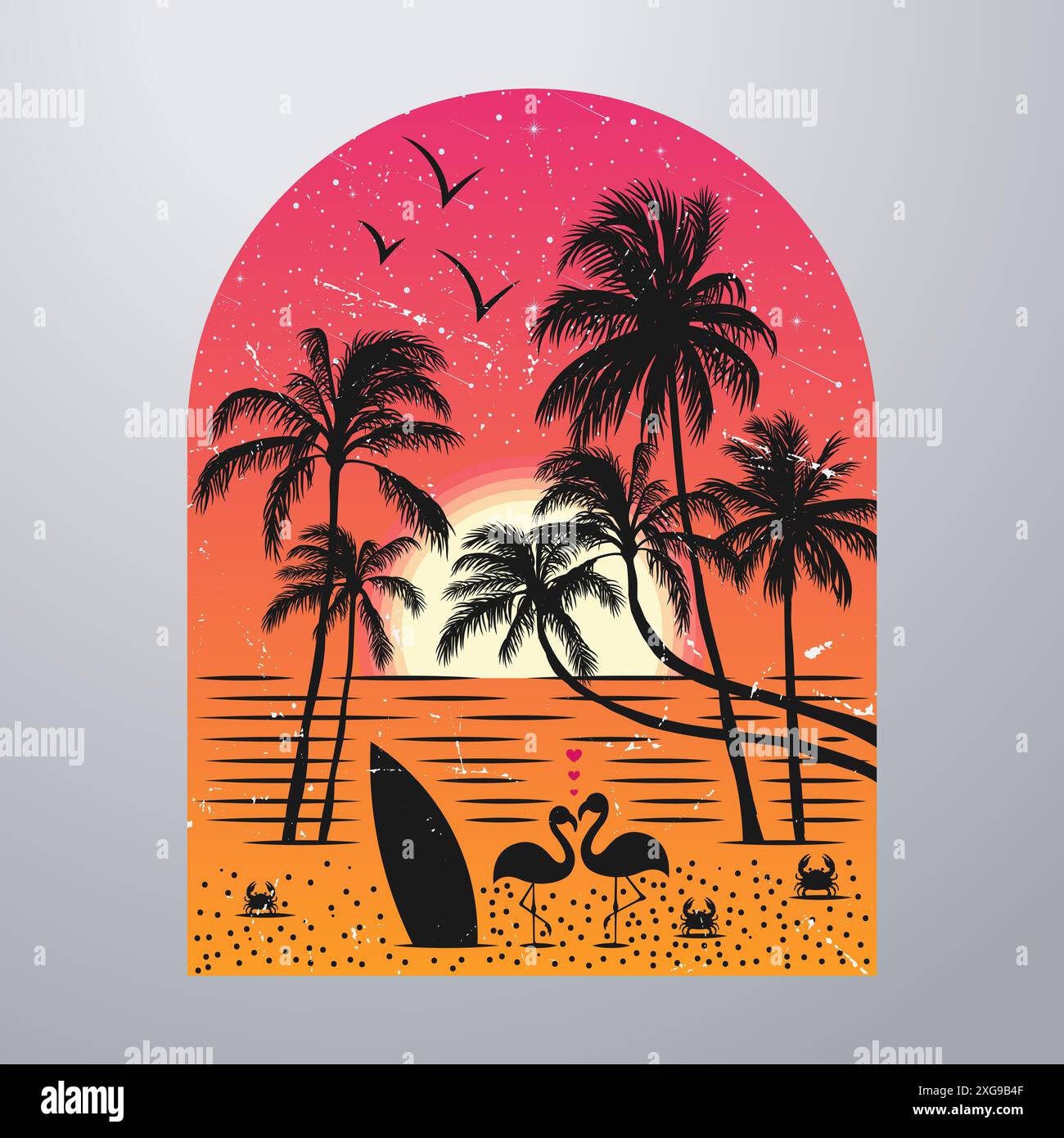 Summer Time On The Beach Poster Artwork Stock Vector Image & Art - Alamy