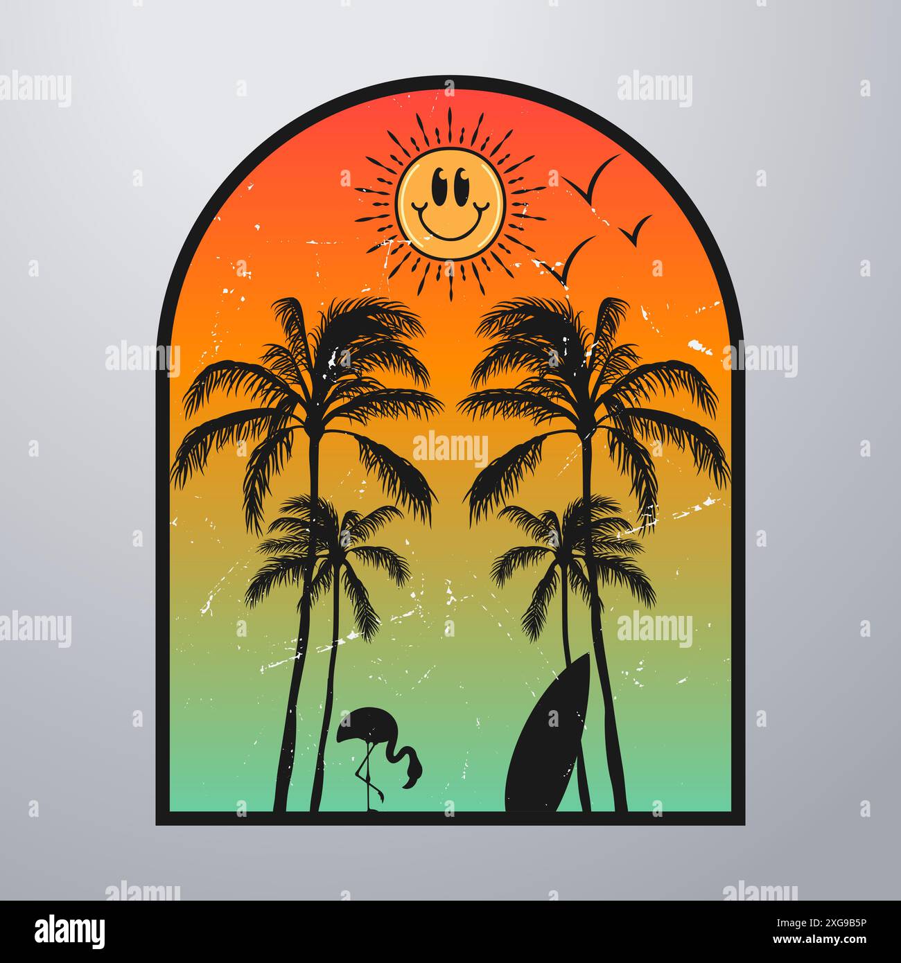Summer Time On The Beach Poster Artwork Stock Vector Image & Art - Alamy