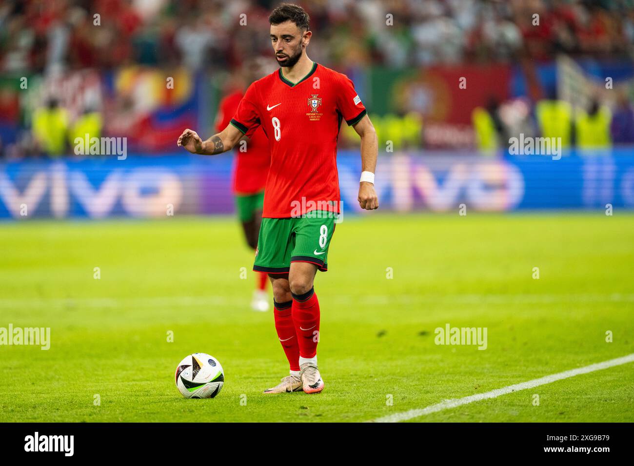 Hamburg, Germany. 05th, July 2024. Bruno Fernandes (8) of Portugal seen ...